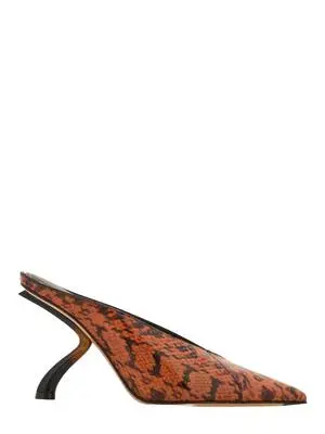 FERRAGAMO Ayers Leather S-shaped Heel Mules - Brown