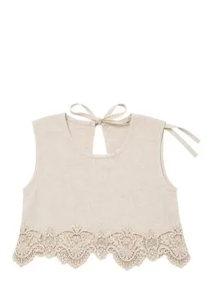 Maurizio Lace Trimmed Top - Beige