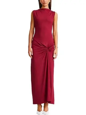 SNDYS. Anura Twist Front Maxi Dress - Cherry