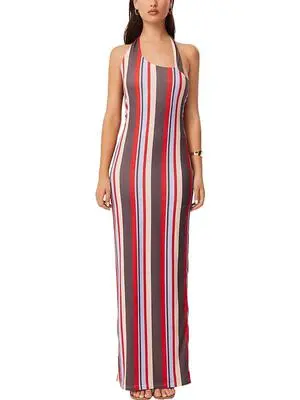 SNDYS. Sherri Asymmetrical Maxi Dress With Print - Multi Stripe