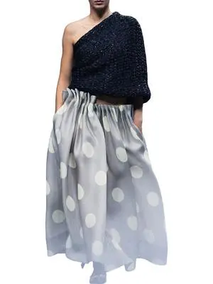 Khaite Khaite Riley Gathered Silk Gazar Maxi Skirt Print