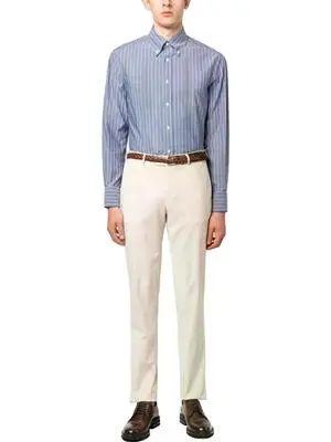 Brunello Cucinelli Striped Button-up Cotton Shirt - Blue