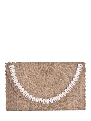 JELAVU Coco Small Clutch With Seashell Trim - Brown