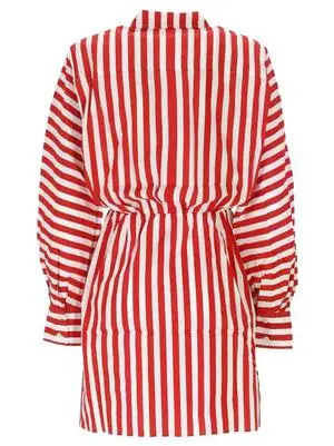 Fiorucci Striped Cotton Shirt Dress - Red