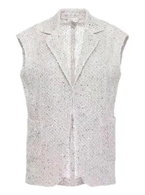 PANICALE Sequin Embellished Sleeveless Jacket - Grey