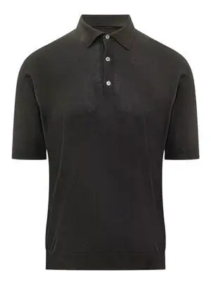 FILIPPO DE LAURENTIIS Short-sleeve Silk Polo Shirt - Black