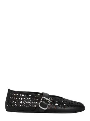 Alaïa Lambskin Vienne Ballet Flats With Buckle Detailing - Black