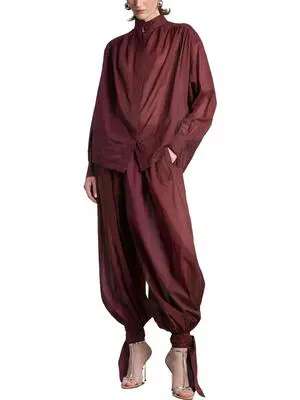Andamane Oversized Bordeaux Sheer Shirt - Red
