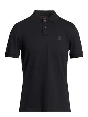 BOSS Man Polo Shirt White Size M Cotton, Elastane Black