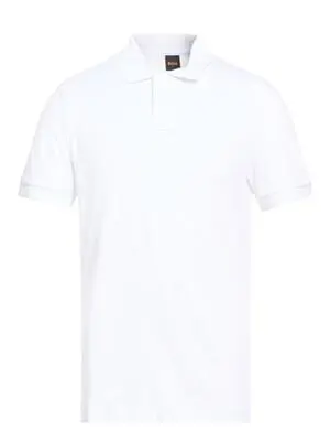 BOSS Man Polo Shirt White Size M Cotton, Elastane White