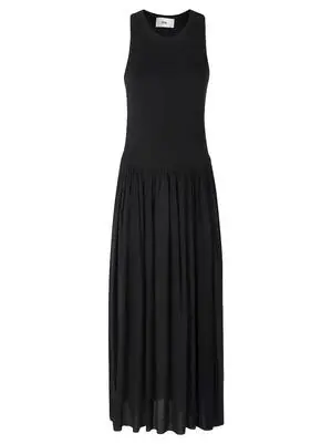 SOLOTRE Gathered Maxi Dress - Black