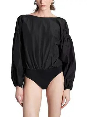 Andamane The Attico Clara Open-back Balloon-sleeve Bodysuit - Black