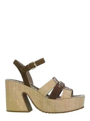 Mou Logo-plaque Crochet-trim Sandals - Brown