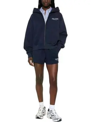 SPORTY & RICH Logo-embroidered Drawstring Shorts - Blue