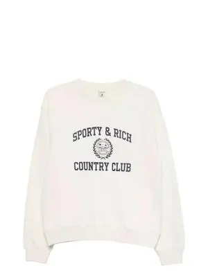 SPORTY & RICH Logo-print Cotton Sweater - Neutrals