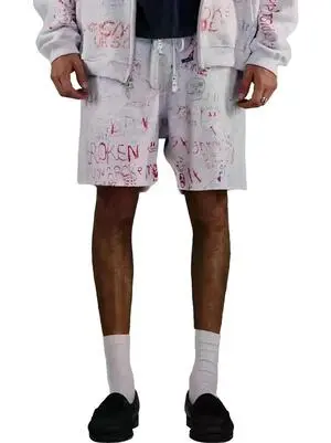 PALY Hollywood Graffiti Print Drawstring Shorts - Grey