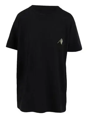 Attico Embroidered Logo Cotton T-shirt - Black