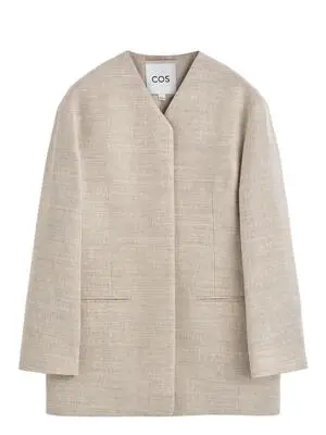 Cos Structured Collarless Linen Blazer - Beige