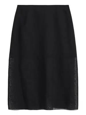 Cos Semi-sheer Layered Wool Blend Midi Skirt With Picot Trim - Black