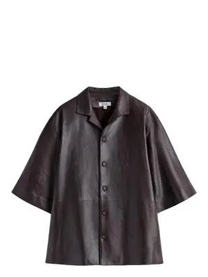 Cos Textured-leather Shirt - Brown