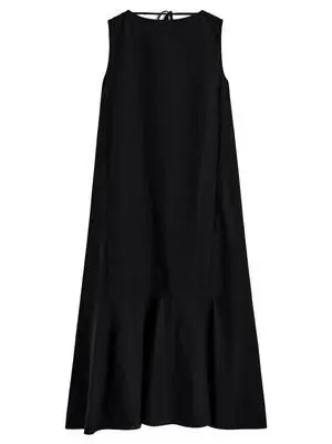 Cos Dropped-hem Cotton Midi Dress - Black