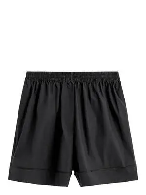 Cos Elasticated Grosgrain-detail Cotton Shorts - Black