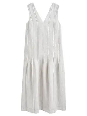 Cos Sculptural Linen Midi Dress - Gray