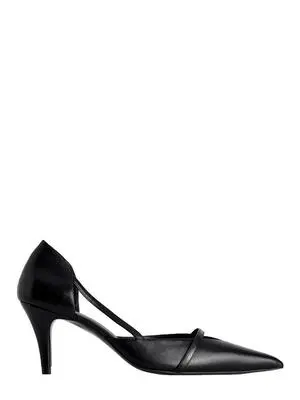 Cos Strap-detail Leather Pumps With Pointed Toe And Low Heel - Black