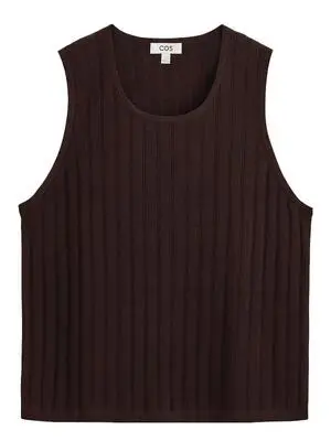 Cos Ribbed-knit Cotton Tank Top - Red