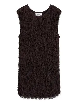 Cos Fringed Knitted Sleeveless Top - Brown