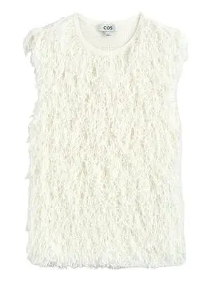 Cos Fringed Knitted Sleeveless Top - White