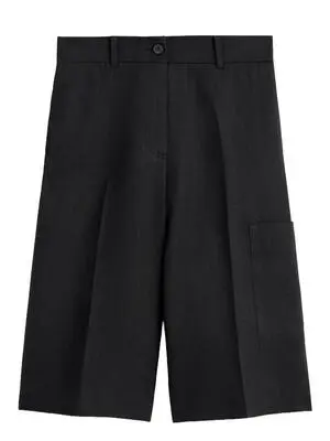 Cos Linen Utility Bermuda Shorts - Black
