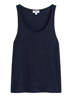 Cos Linen-jersey Tank Top - Navy