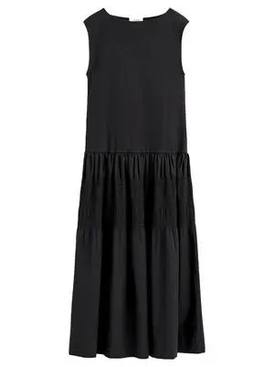 Cos Tiered Gathered Midi Dress - Black