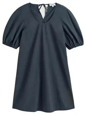 Cos Puff-sleeve Cotton Mini Dress - Black