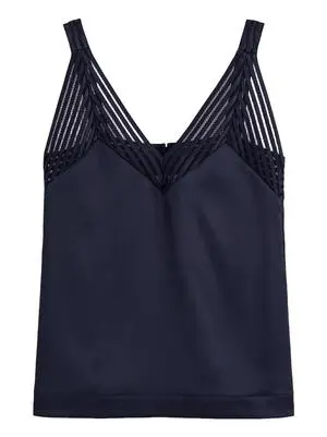 Cos Open-stitch Satin Cami Top - Navy