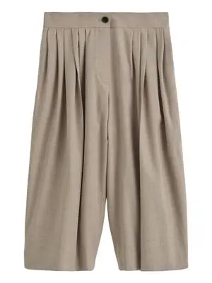 Cos Pleated Wool-blend Culottes - Beige