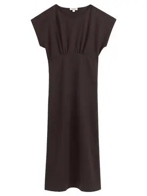 Cos Sculpted Gathered Jersey Midi Dress - Brown