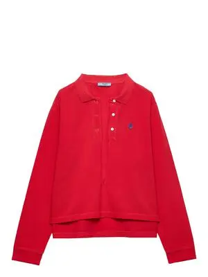 Prada Cotton Piqué Plunge-neck Polo Shirt - Red