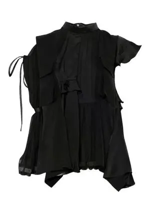 Sacai Asymmetric Ruffled Sleeveless Top - Black