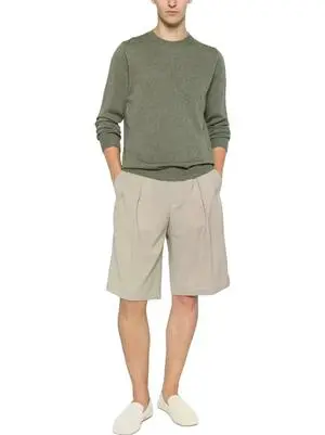 BRIGLIA 1949 Bedfords Pleated Shorts - Green