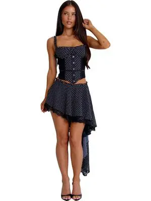 OUTCAST Fable Mini Skirt Black Polka Dot - Black/print