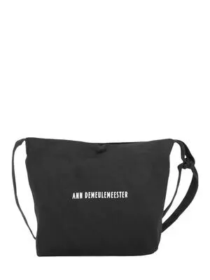 ANN DEMEULEMEESTER Small Cotton Shoulder Bag - Black