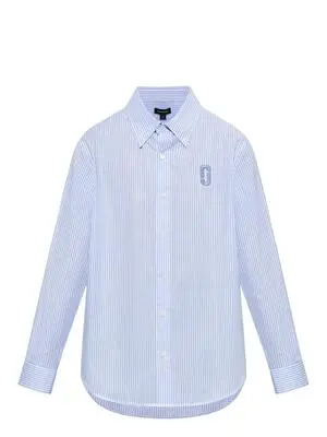 Marc Jacobs Striped Cotton Shirt With Embroidered Logo - Blue