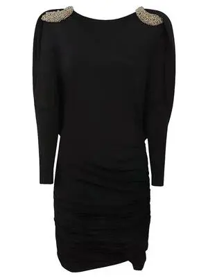 Amen Bead-embellished Ruched Dress - Black