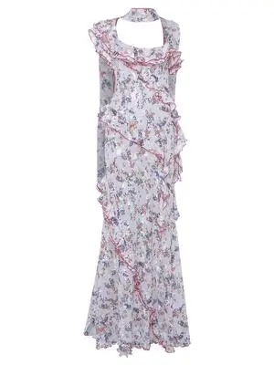 SIEDRES Monica Scarf-detailed Devoré Chiffon Maxi Dress - Multi