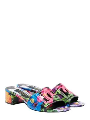 Dolce & Gabbana Karol Dg Floral Leather Mules - Multicoloured