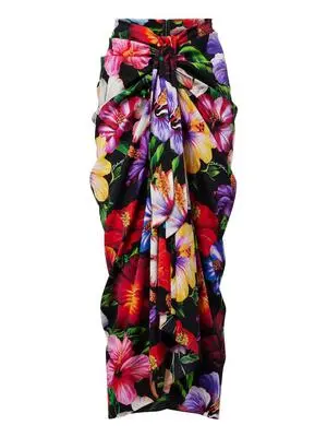 Dolce & Gabbana Draped Floral Silk-blend Midi Skirt - Multicoloured
