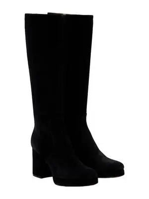 Valentino Garavani Fawcette Suede Knee-high Boots - Black