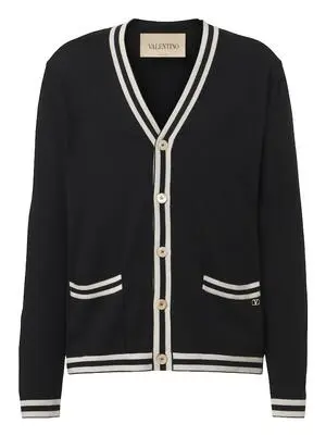 Valentino Garavani Vlogo Virgin Wool Cardigan - Black
